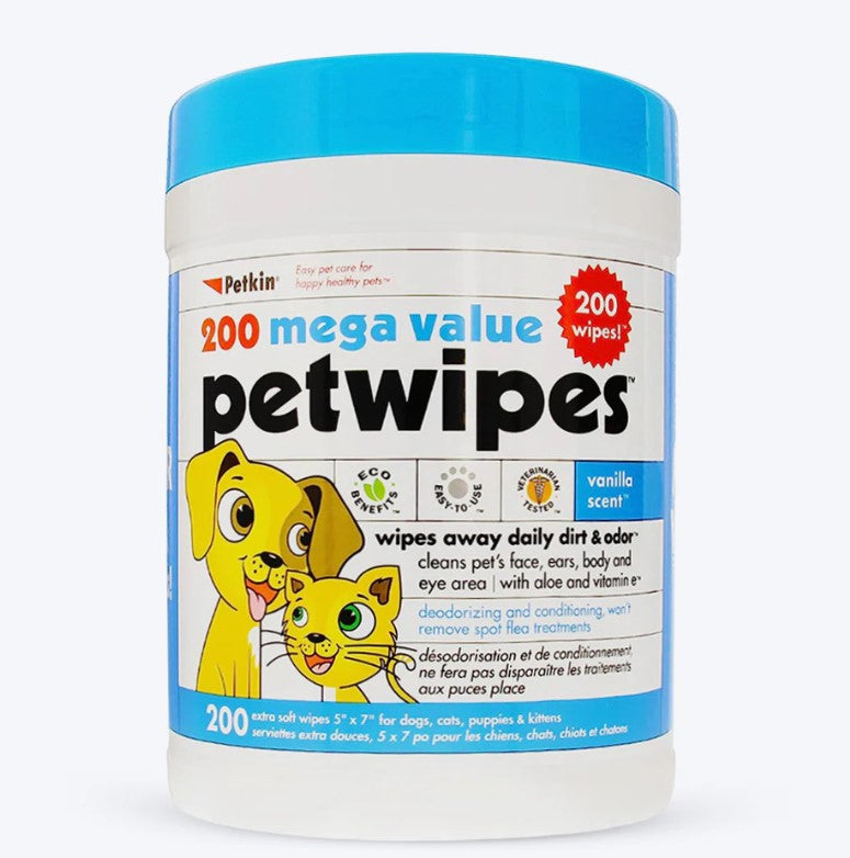 Petkin Multi-Utility Wipes for Dog and Cats - 200 Wipes – Petscure